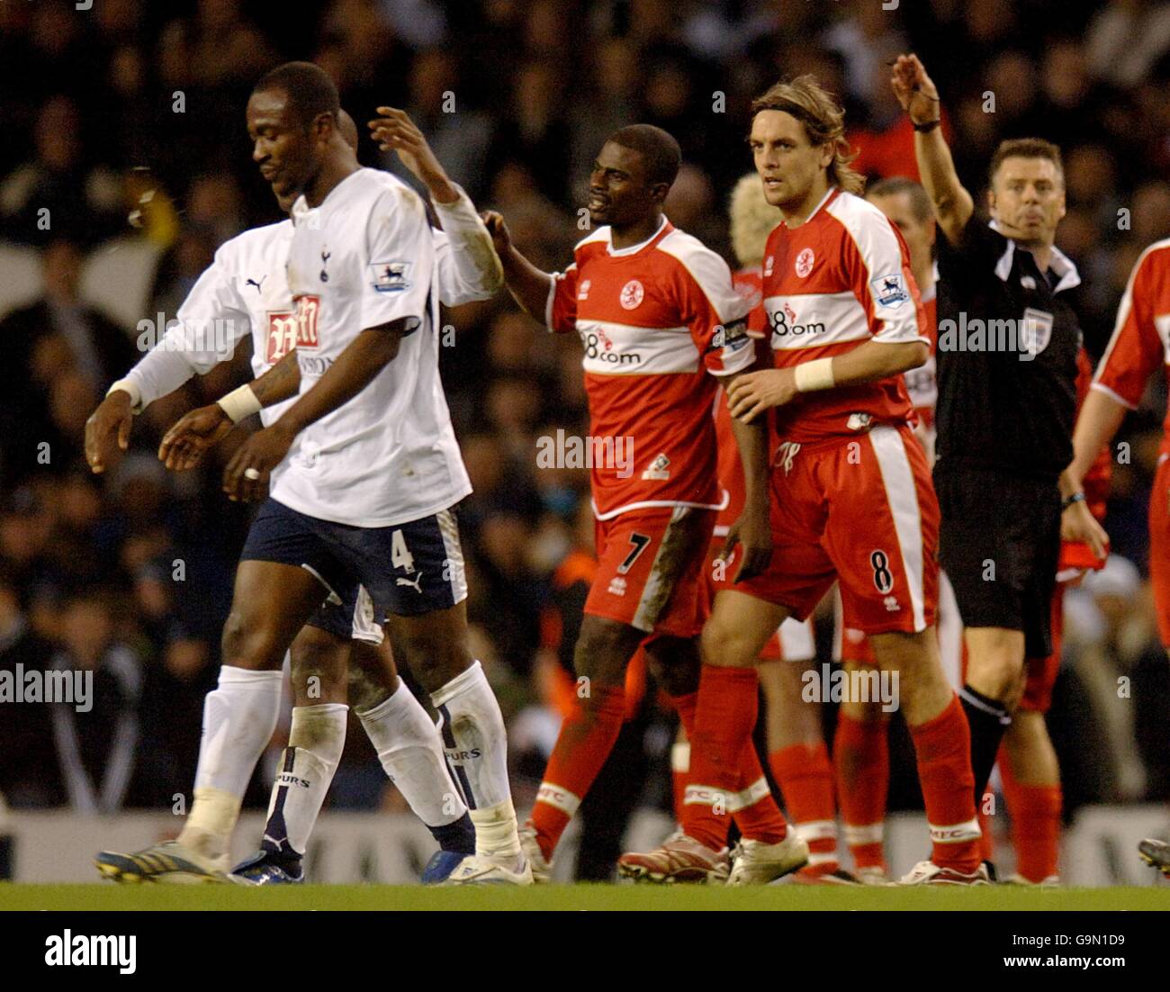 Middlesbrough's George Boateng (c) and Tottenham Hotspur's Didier ... Middlesbrough's George Boateng (c) and Tottenham Hotspur's Didier ...