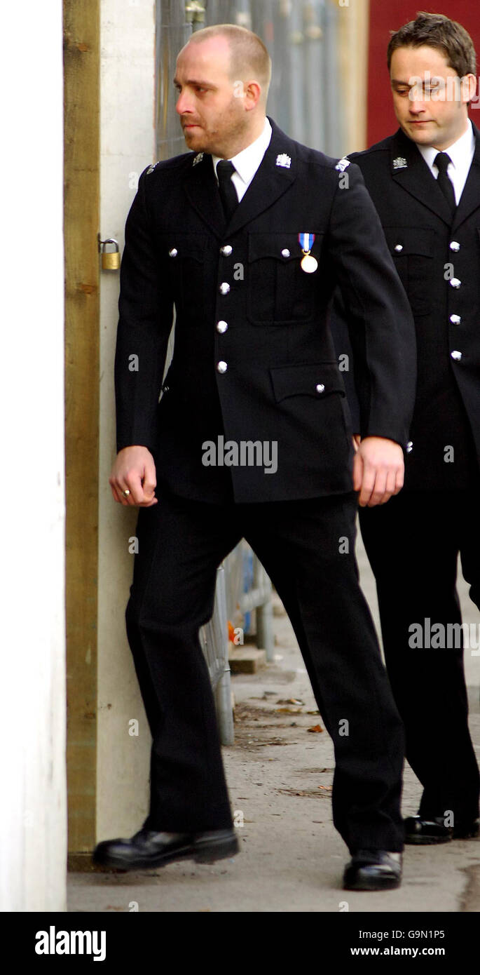 PC Martin Foster (left) arrives at Nottingham Crown Court. Picture date ...