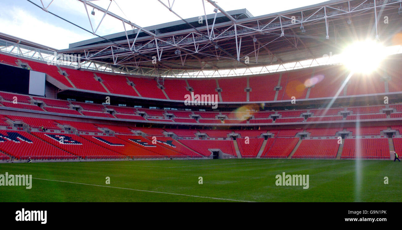 Inside the new Wembley stadium, in north London. Muse are one of the ...