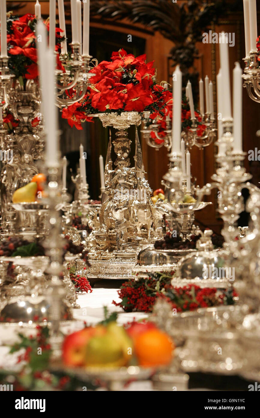 View of a dinner service composed of Victorian silver in the Waterloo ...