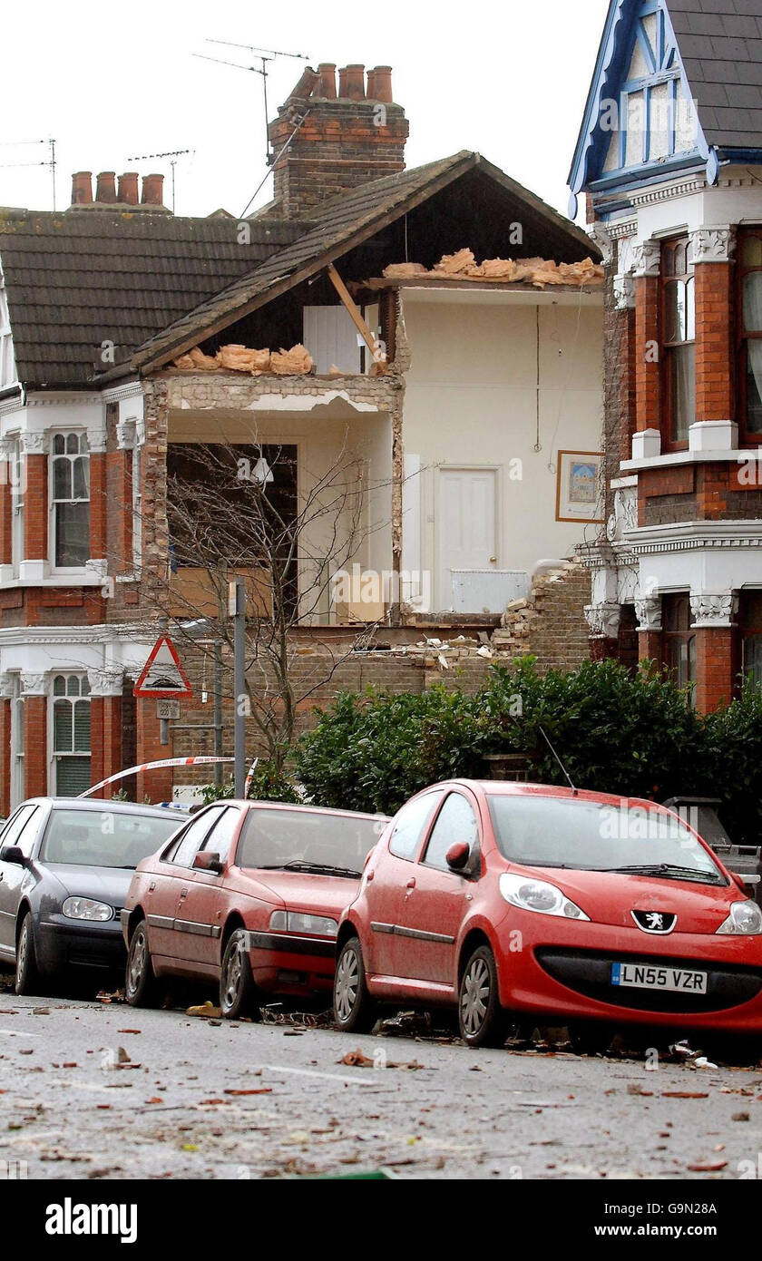 A damaged house in Chamberlayne Road, north west London, after a small ...