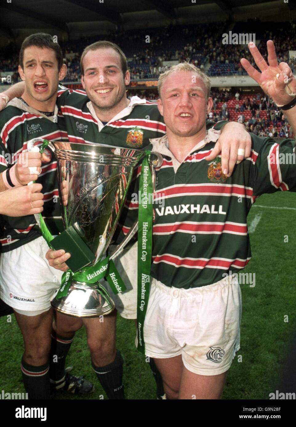 Paul gustard and neil back celebrate winning the heineken cup hi-res ...