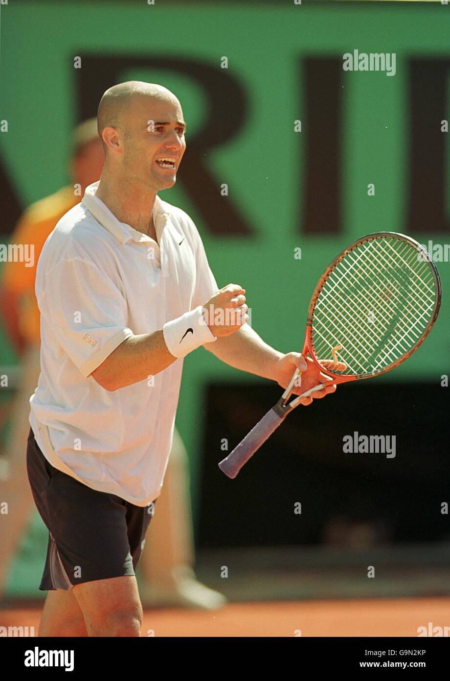 Tennis - French Open - Fourth Round. Andre Agassi celebrates match ...