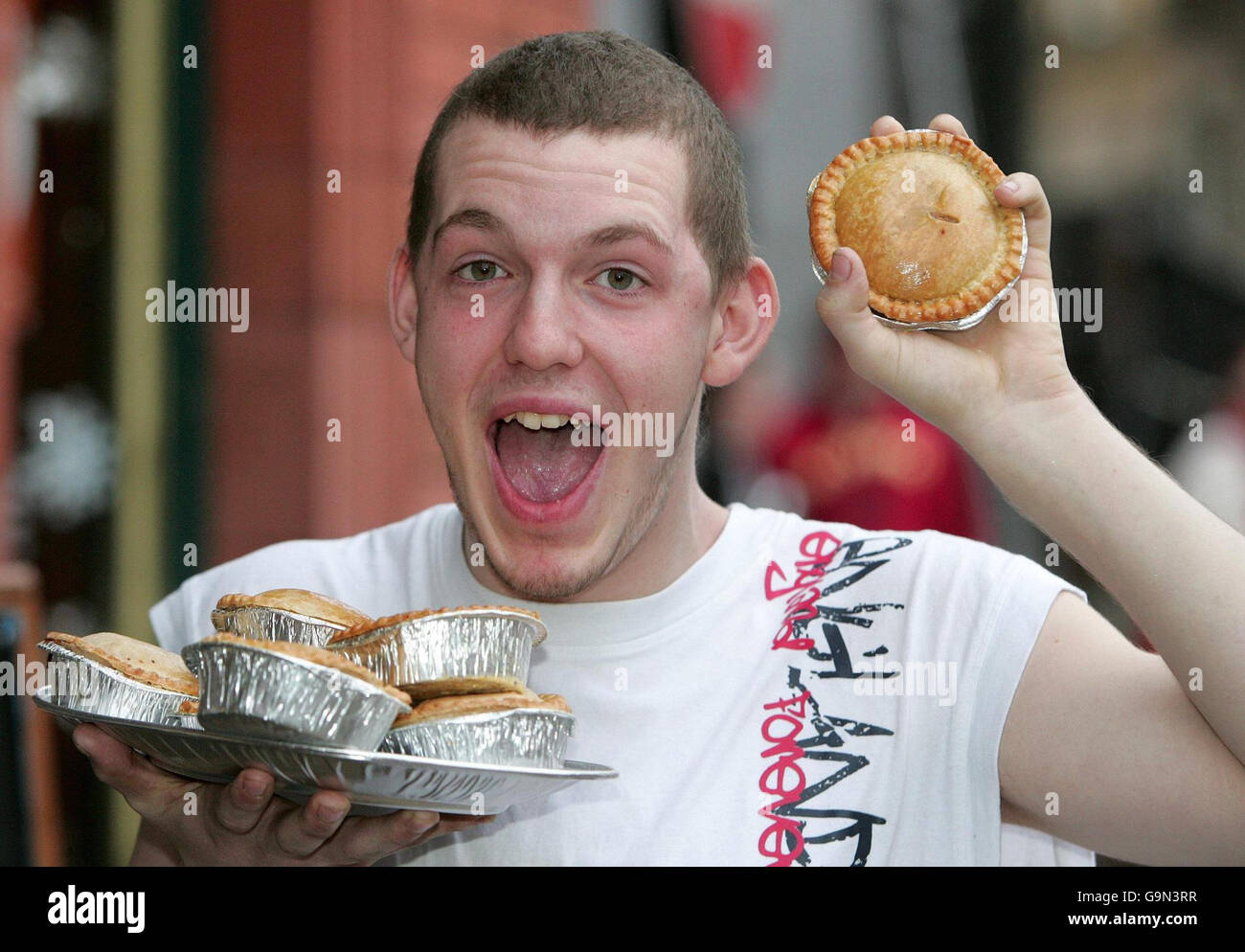 World Pie Eating Championships Stock Photo - Alamy