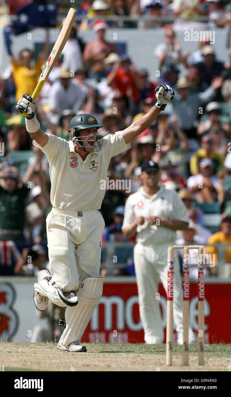Australia's Michael Hussey celebrates reaching his century during the ...