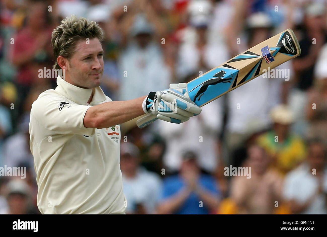 Australia's Michael Clarke celebrates reaching his century during the ...