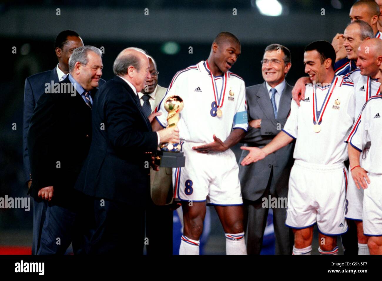 France captain Marcel Desailly tells Youri Djorkaeff to wait until FIFA ...