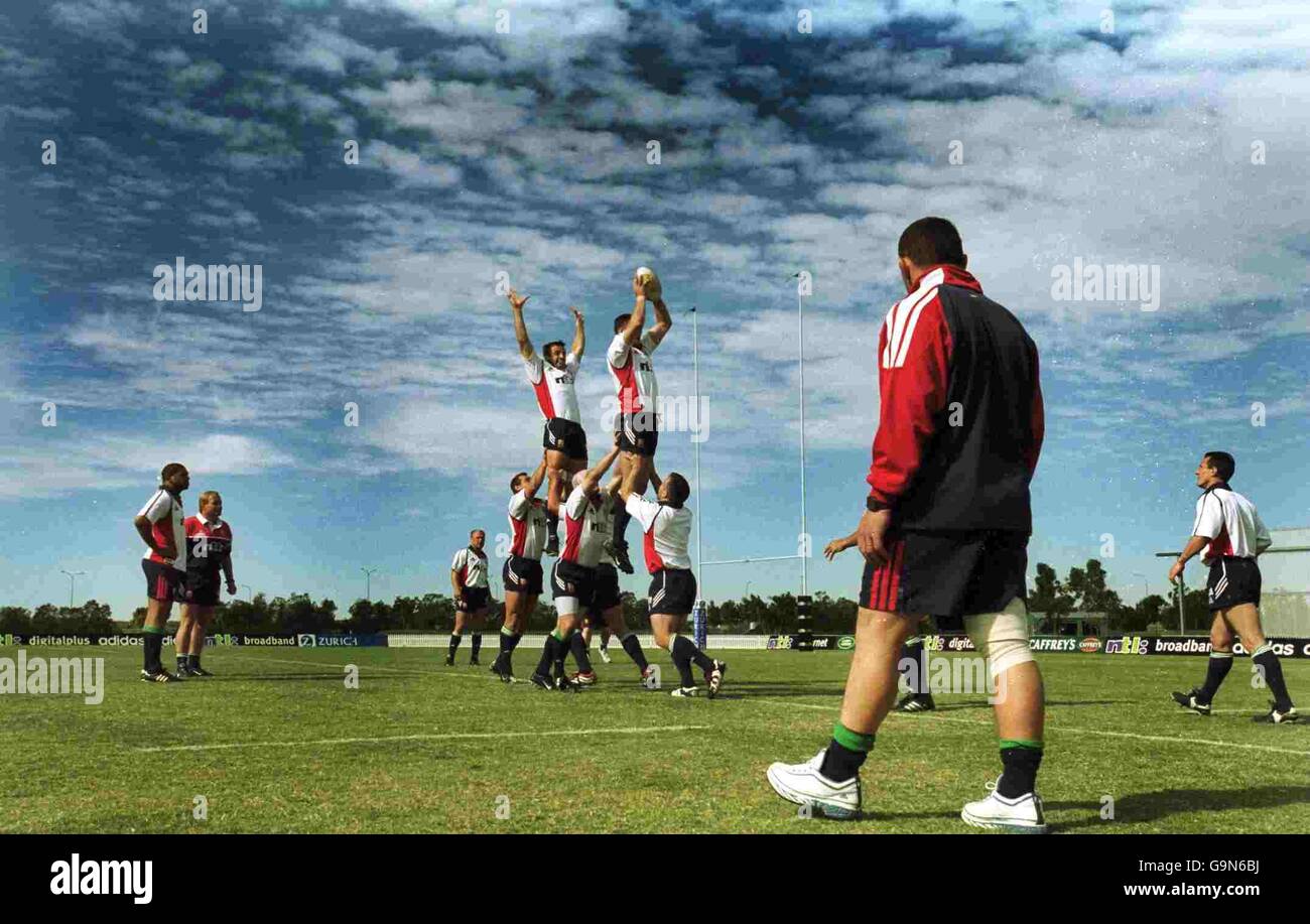 The British Lions practice their lineout during training at the ...