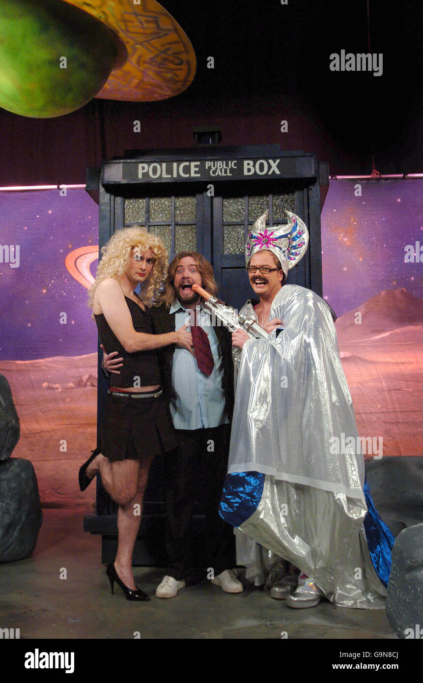 David Tennant (left) as Dr Who's assistant with Justin Lee Collins ...