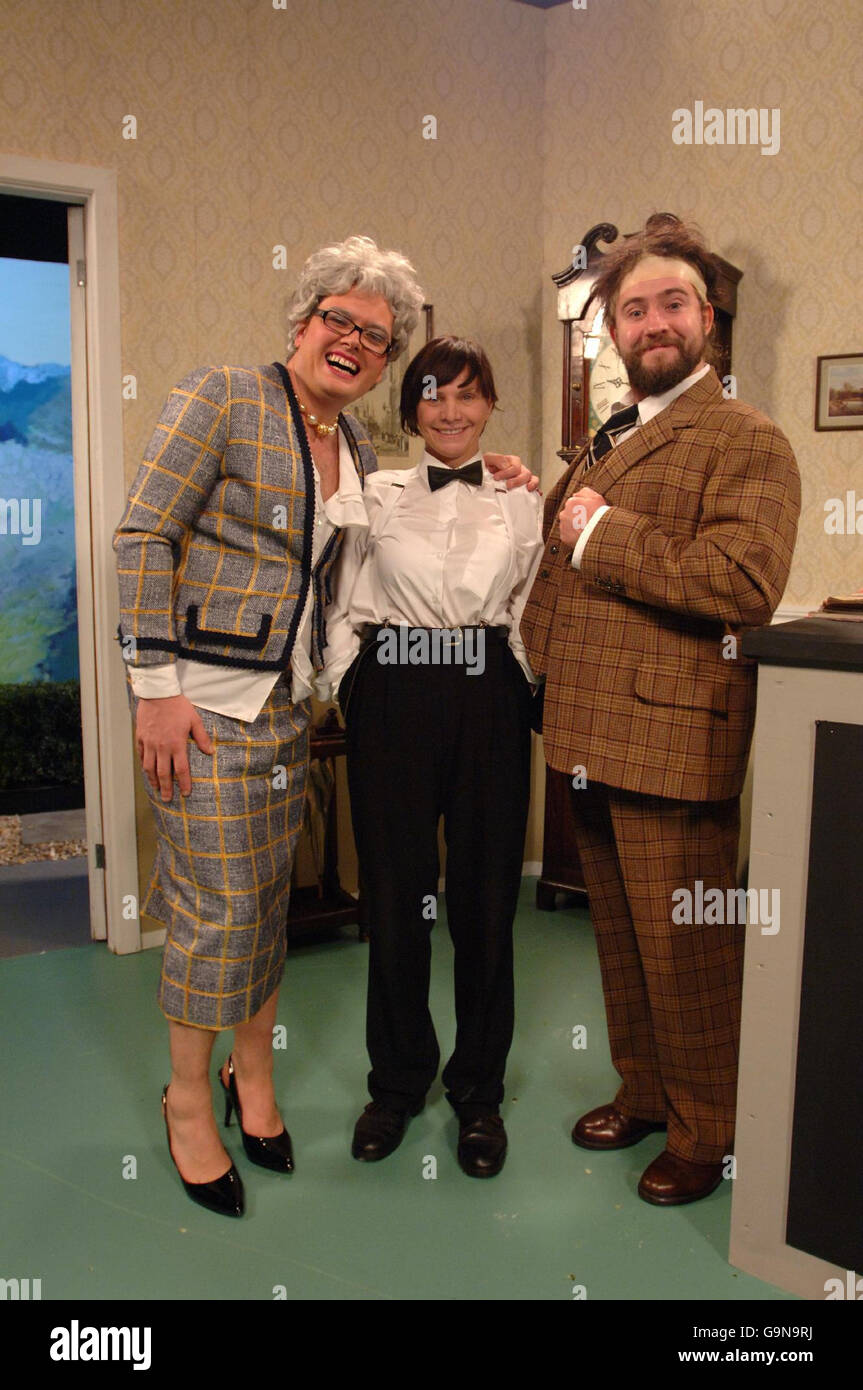 (Left-right) Alan Carr (playing Sybil), Jackiey Goody (Manuel) and ...