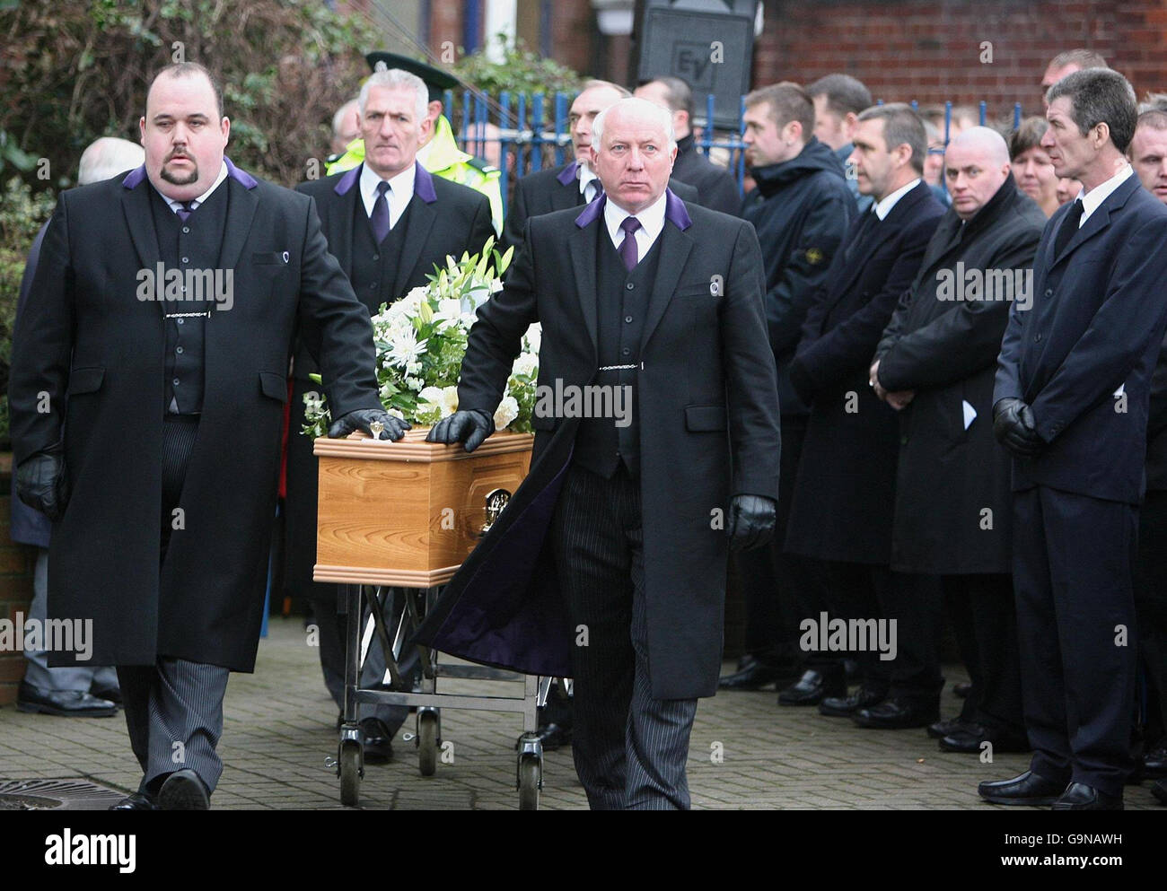 The remains of Progressive Unionist leader David Ervine are removed for ...