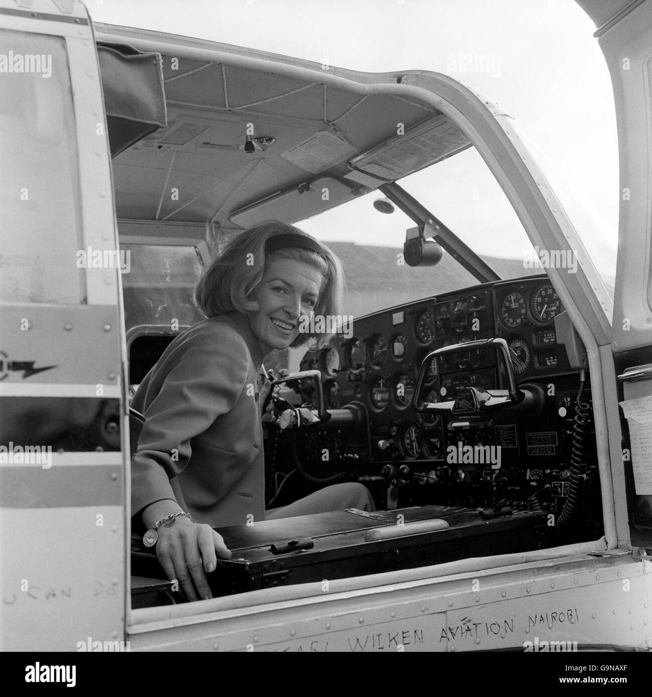 Aviation heroine sheila scott controls piper commanche hi-res stock ...