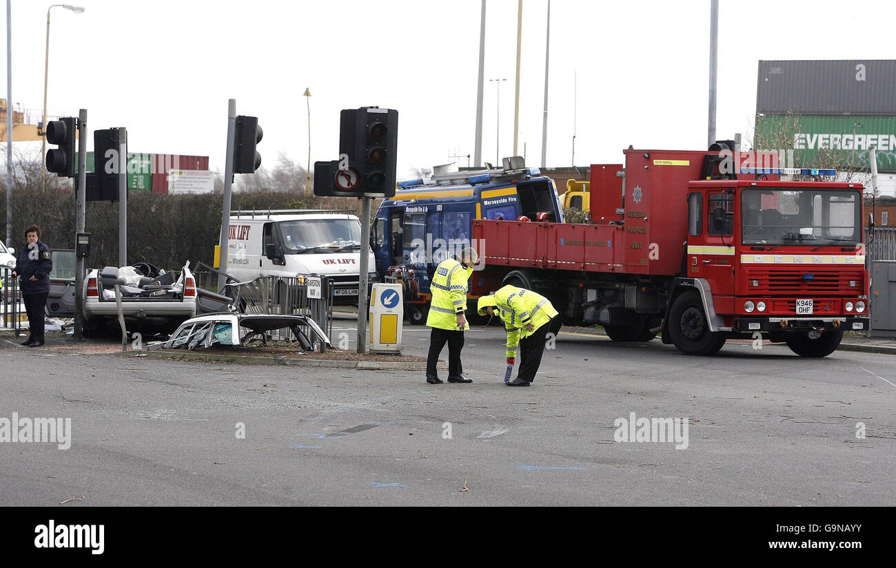 The scene in Garston Way, Liverpool, where a man died after his car ...