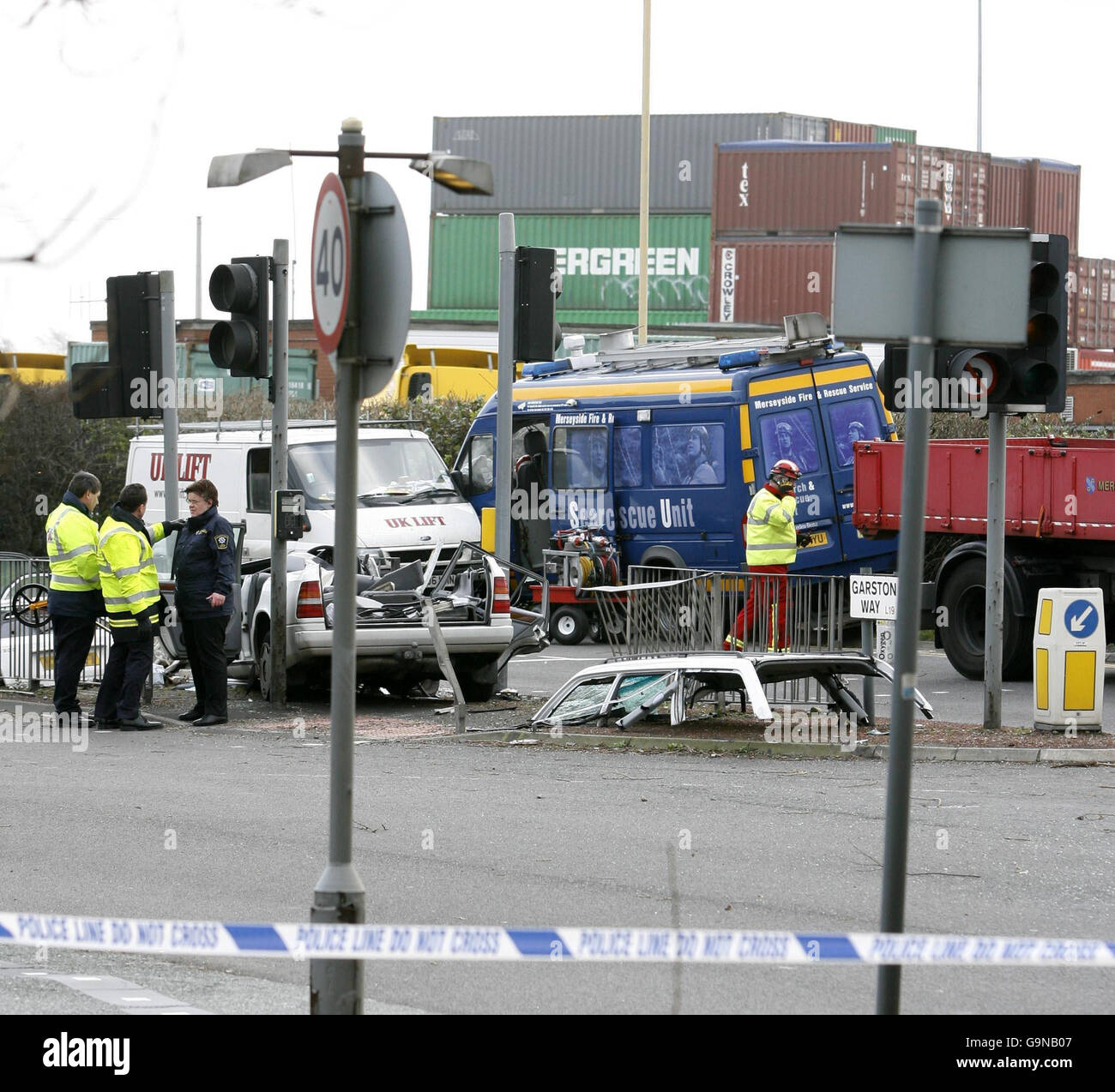 The scene in Garston Way, Liverpool, where a man died after his car ...