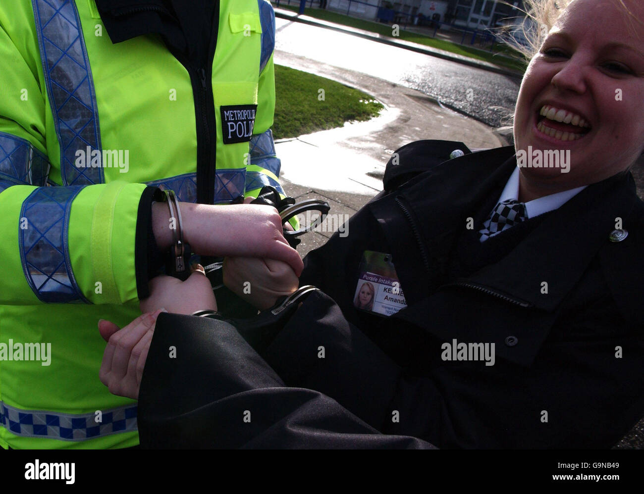 Three police recruits at Hendon Police training centre in North London ...