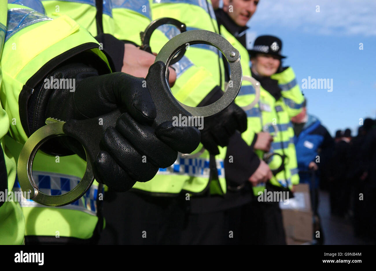 Police recruits at Hendon Police training centre in north London wait ...