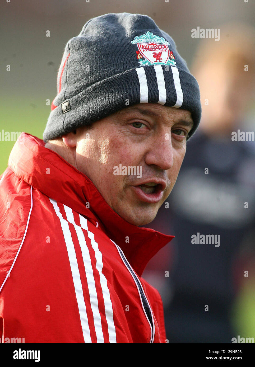 Liverpools rafael benitez training session melwood hi-res stock ...