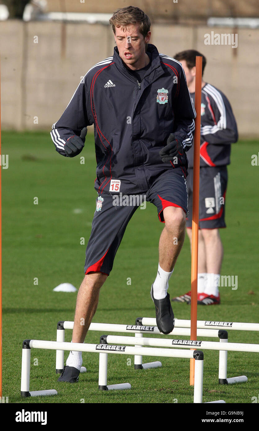 Liverpool's Peter Crouch during a training session at Melwood ...