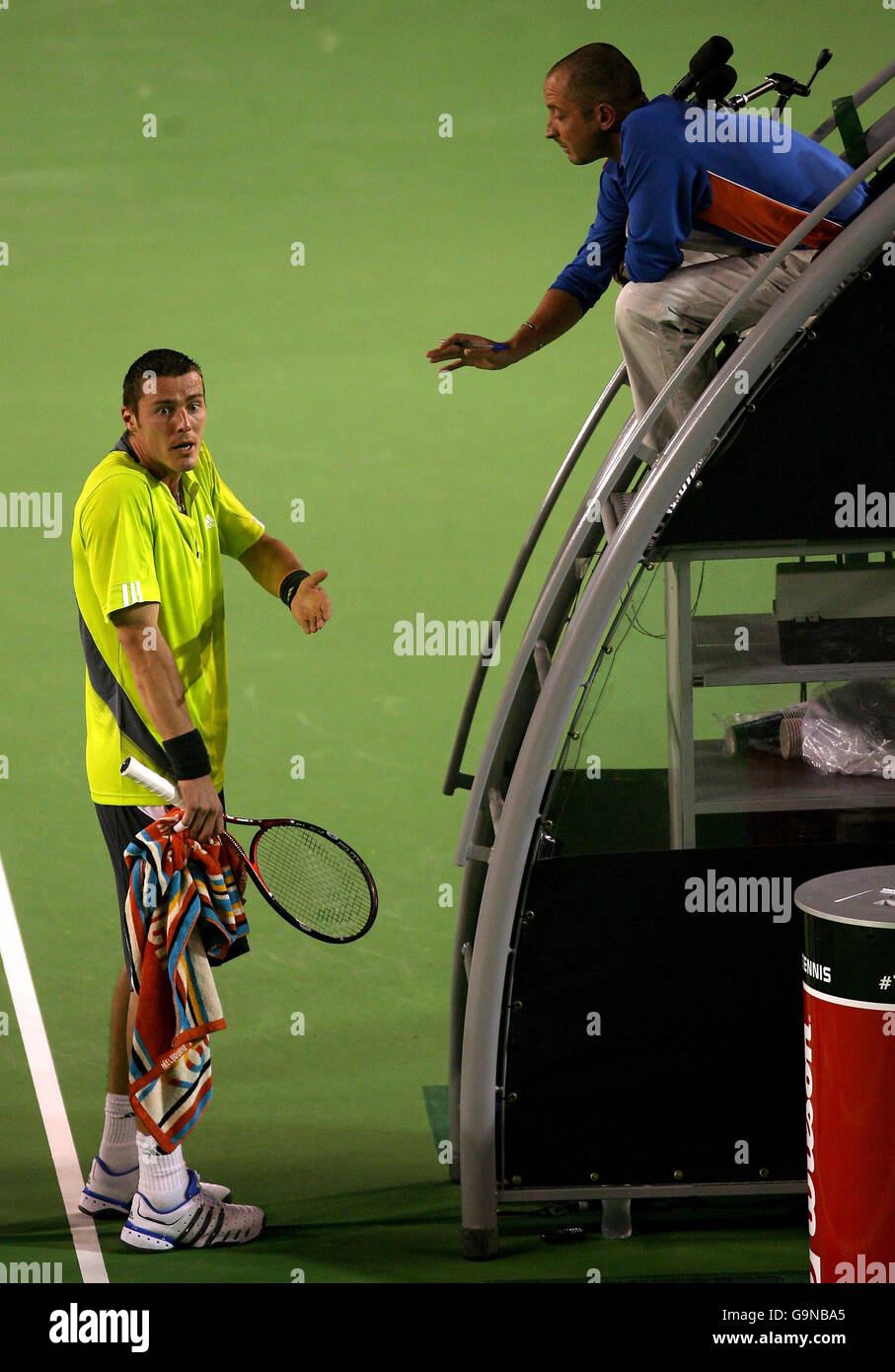 Russia's Marat Safin argues with the umpire during the Australian Open ...