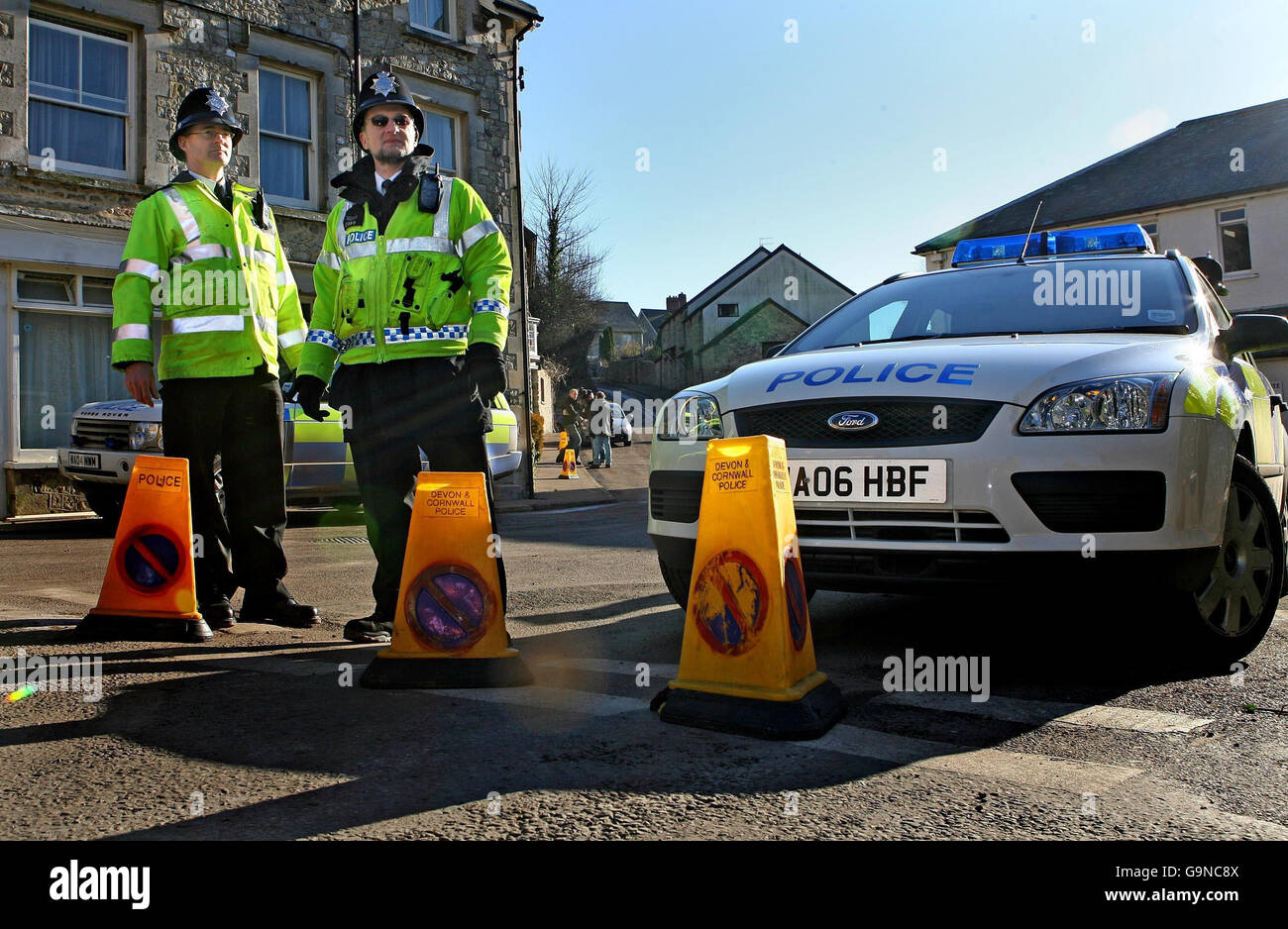 General view gv blocking police uniform officers prohibited sign mangsn ...
