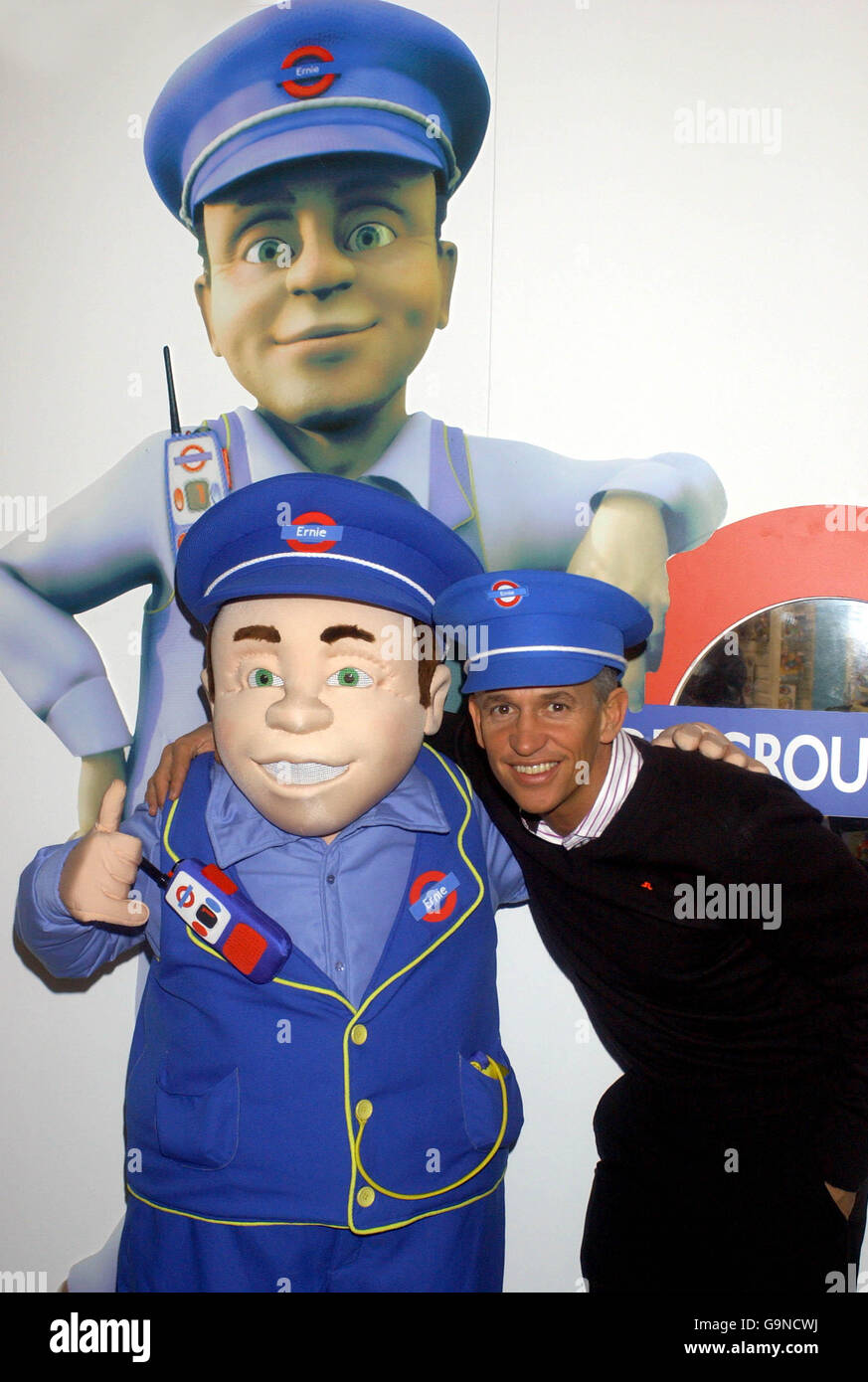 Former England captain Gary Lineker appears with a life-size version of ...