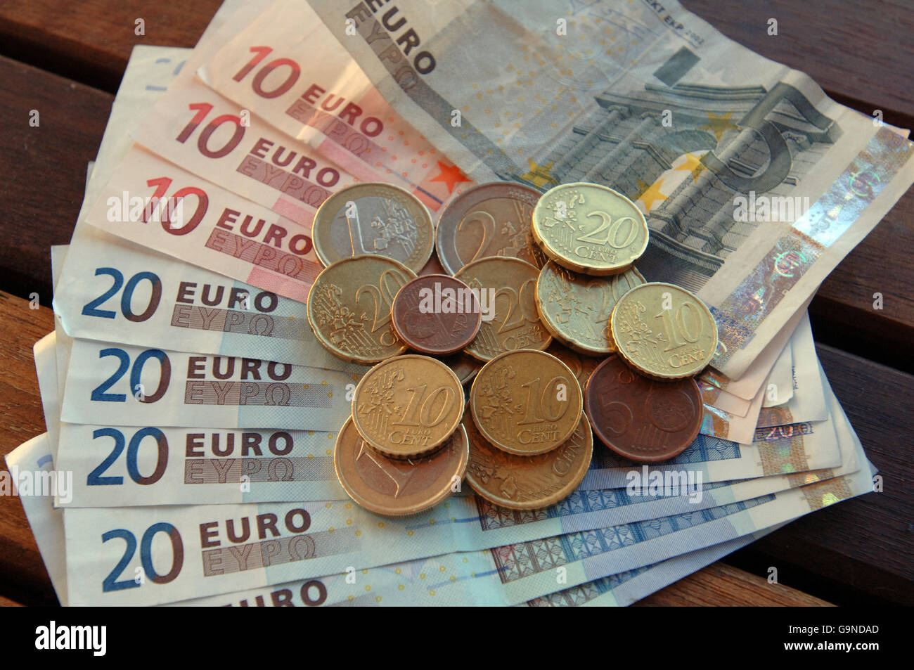 Generic personal finance pics. Euro coins and notes Stock Photo - Alamy