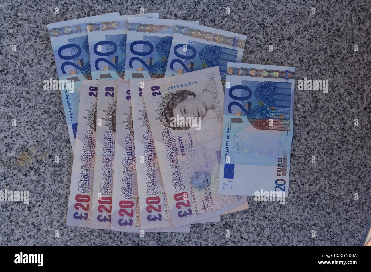 Generic personal finance pics. Euro notes and pound notes Stock Photo ...