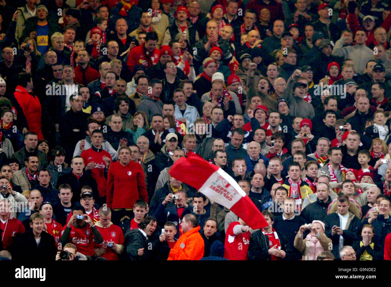 Chelsea fans with their flags hi-res stock photography and images - Alamy