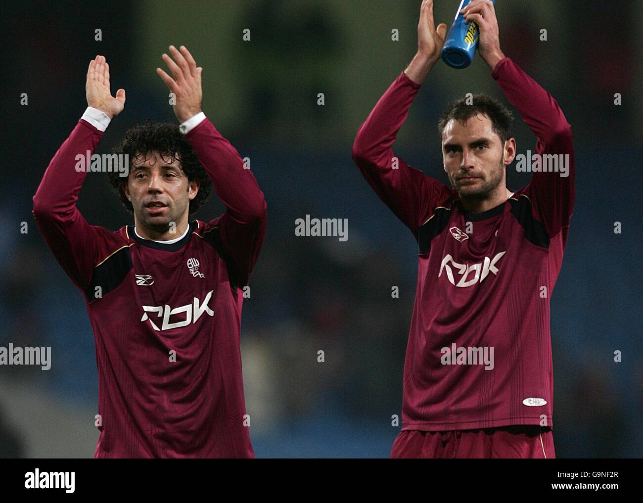 (l-r) Bolton's Ivan Campo and Nicky Hunt celebrate after the final ...
