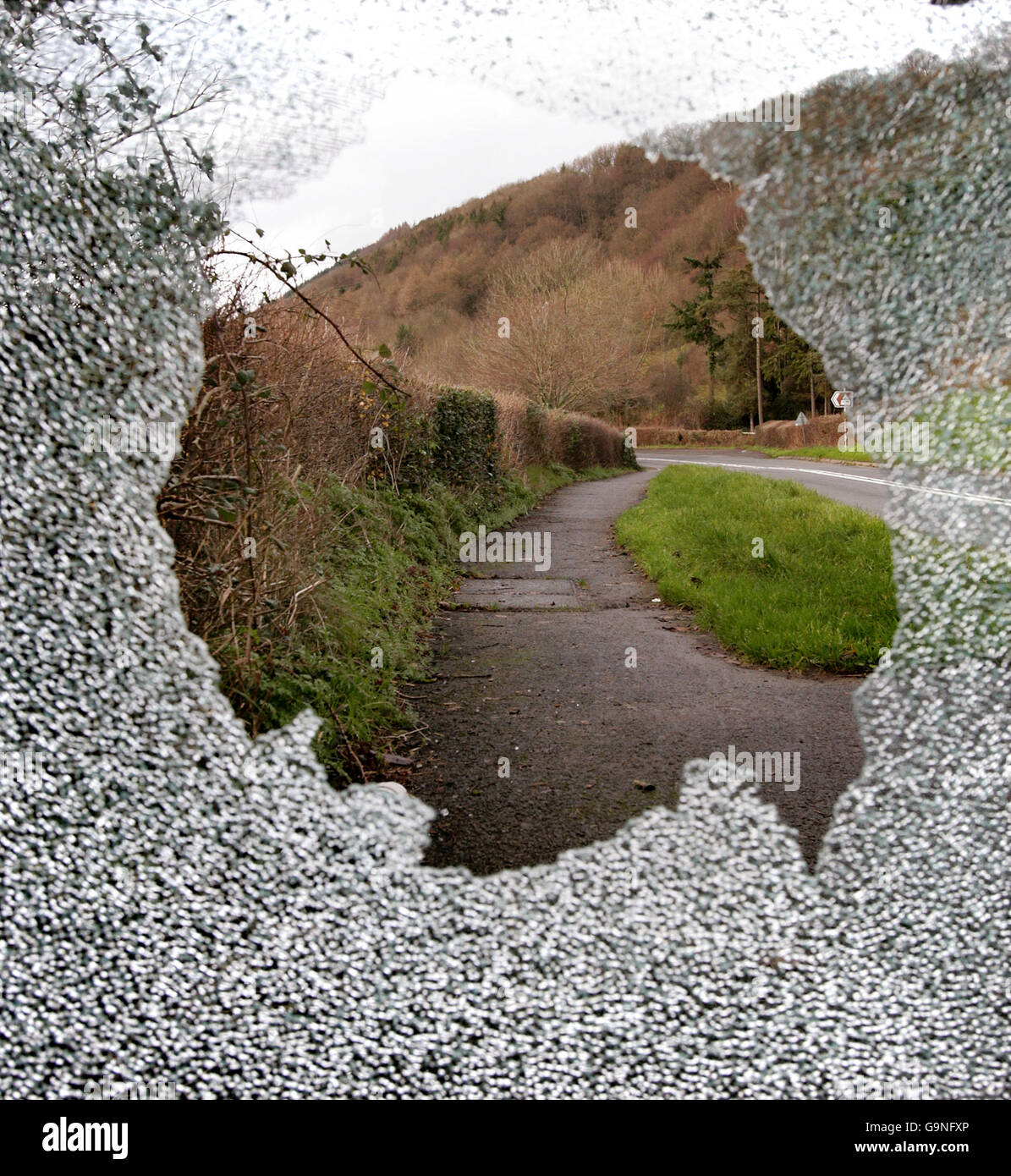 STOCK. Urban Decay. A smashed phone box beside the A40 near Abergavenny ...