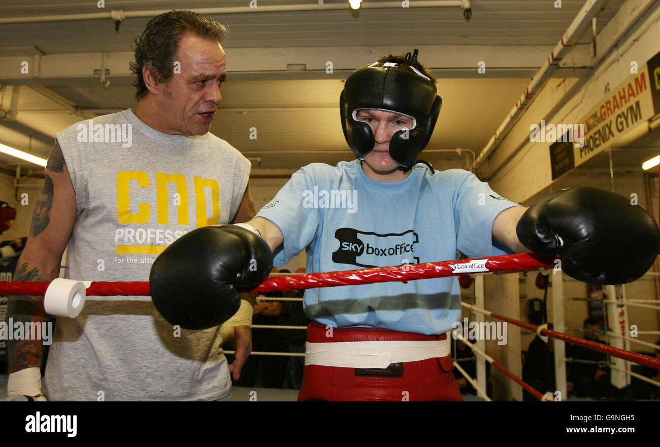 Ricky Hatton listens to his trainer Billy 'The Preacher' Graham (left ...