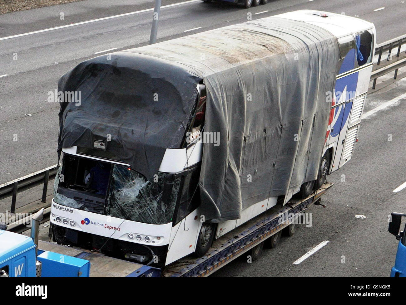 The National Express Coach pictured on the M40, that was involved in an ...