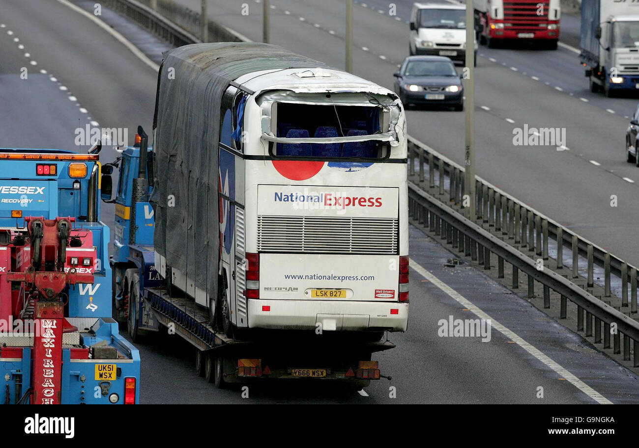 M4 coach crash Stock Photo - Alamy