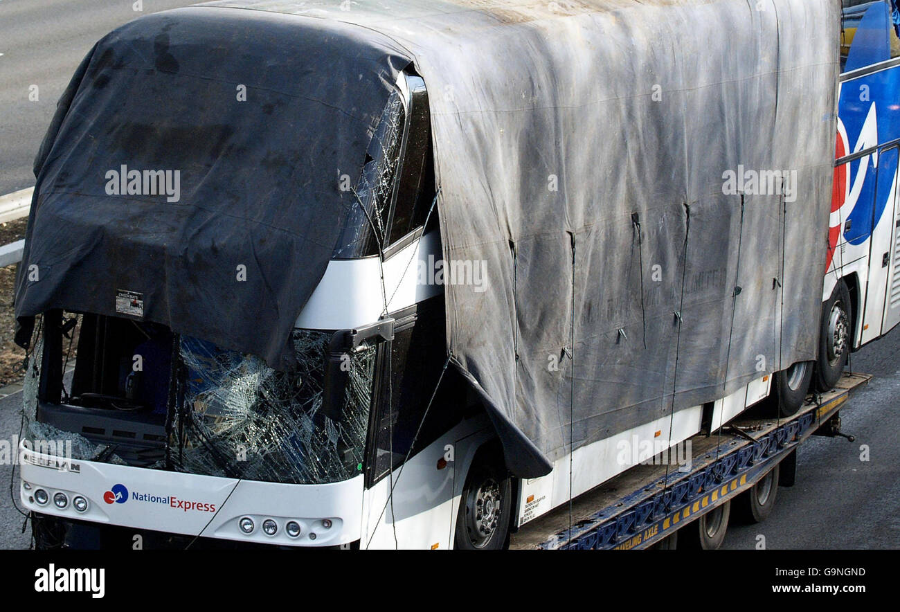 M4 coach crash Stock Photo - Alamy