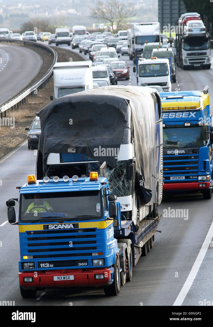 The National Express Coach pictured on the M40, that was involved in an ...