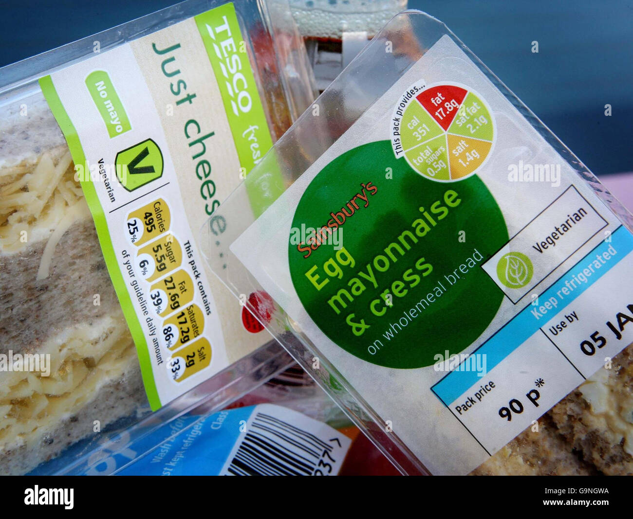 Tesco's percentage values label (left) and Sainsbury's traffic light ...