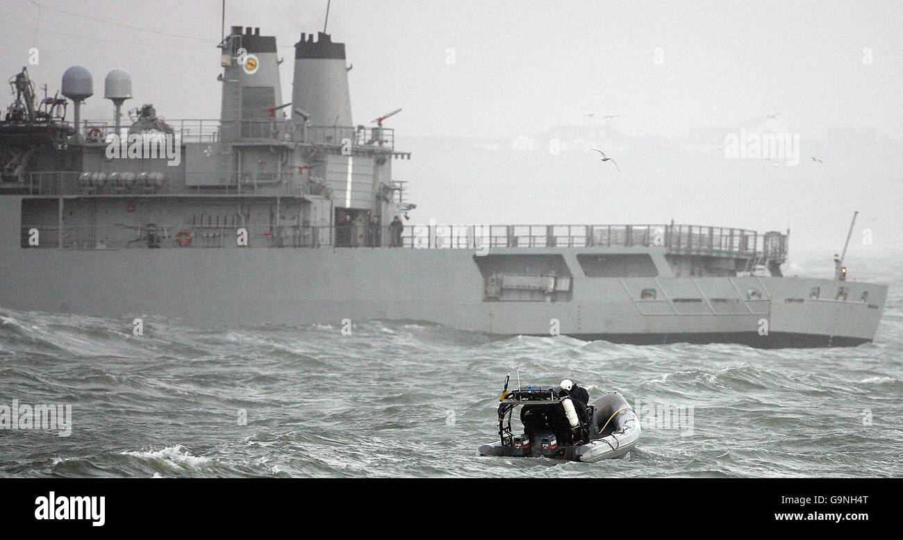 An Irish Naval Vessel LE Eithne sits in Dunmore East Harbour ...