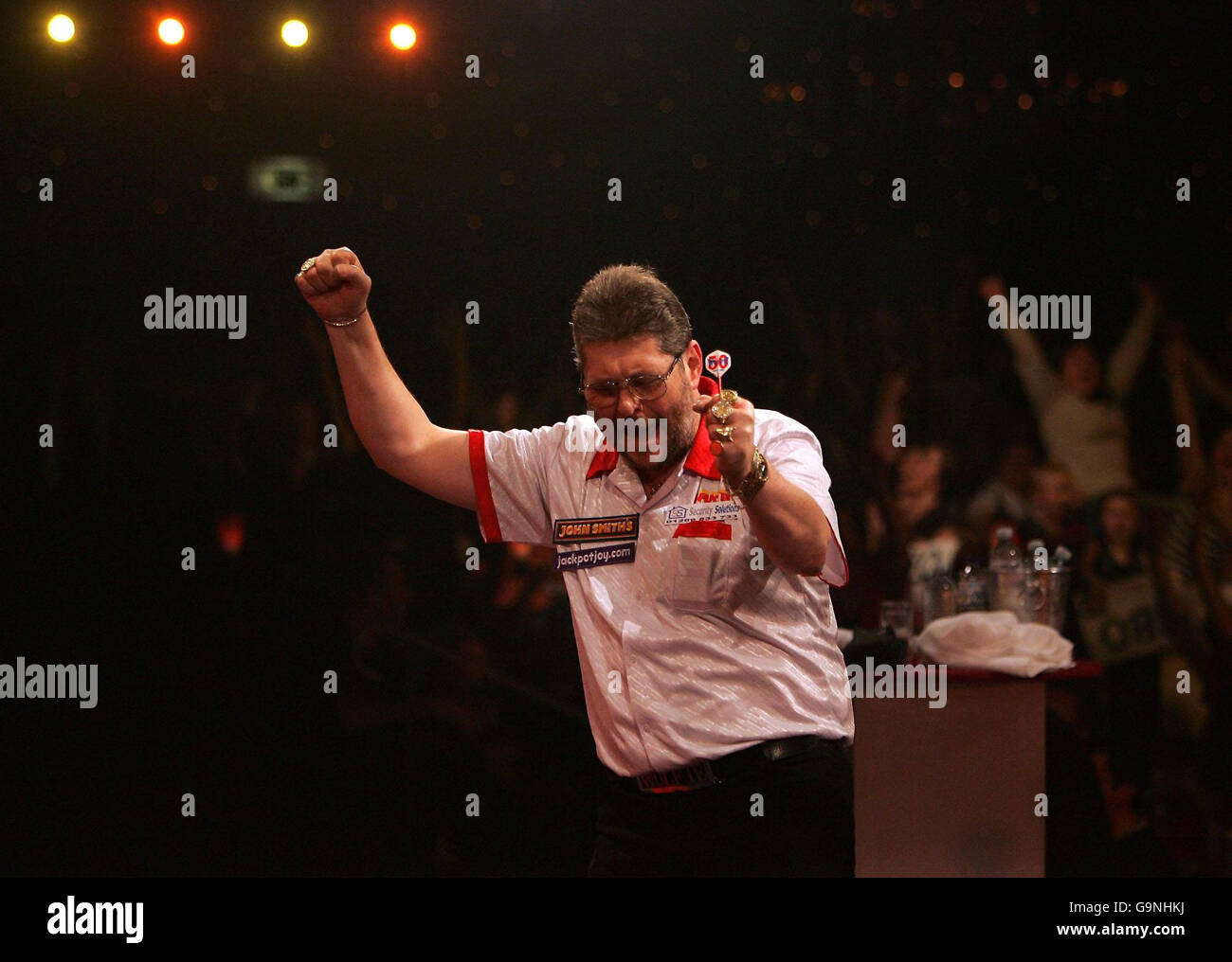 England's Martin Adams celebrates after beating Mervyn King during the ...