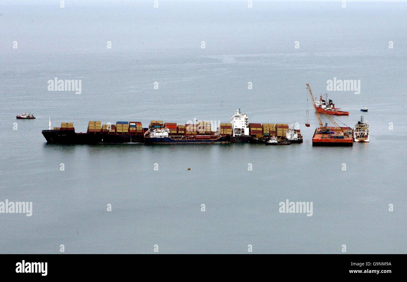 Msc napoli container ship beached hi-res stock photography and images ...