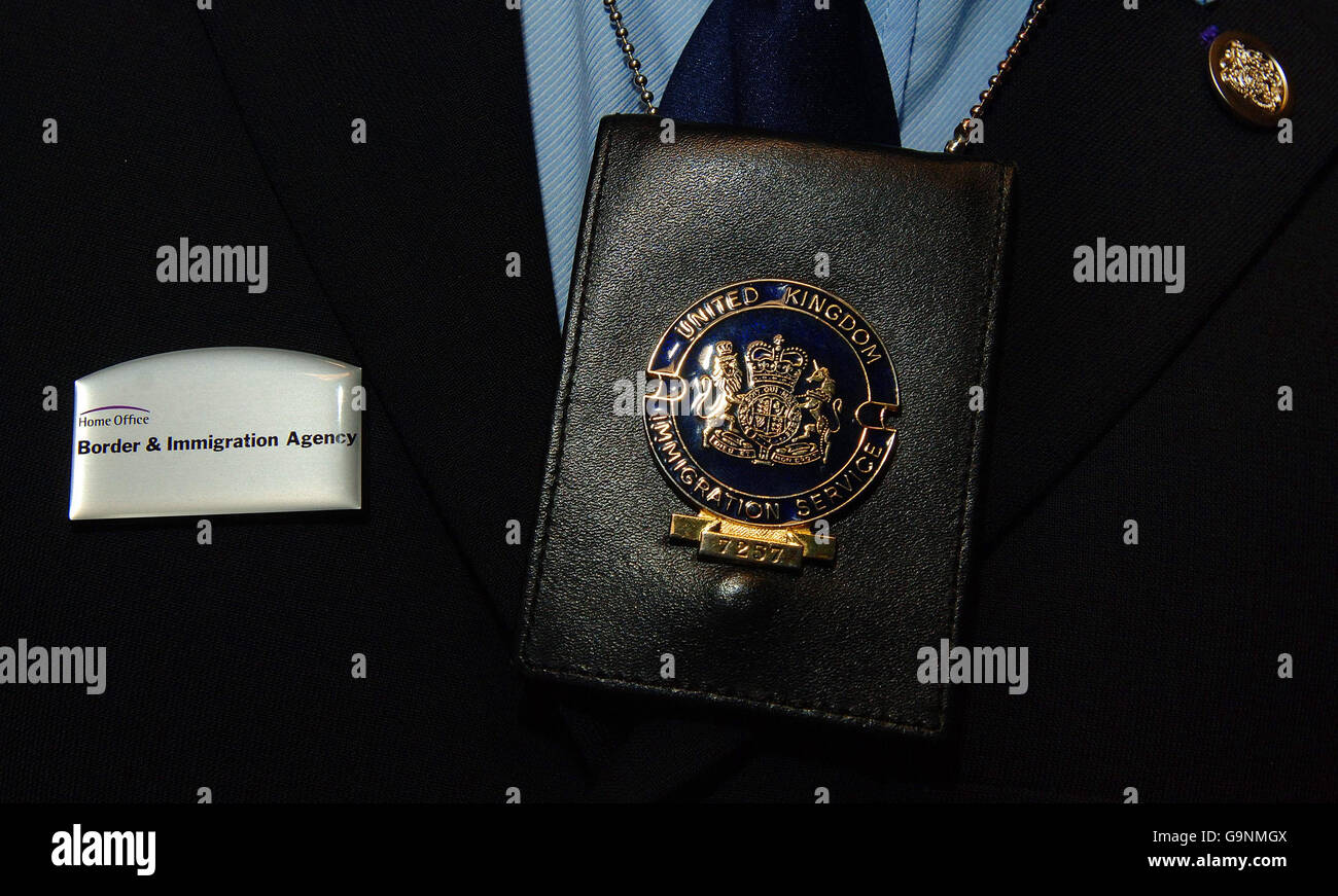 A general view of insignia of the new Border Control uniforms which are ...