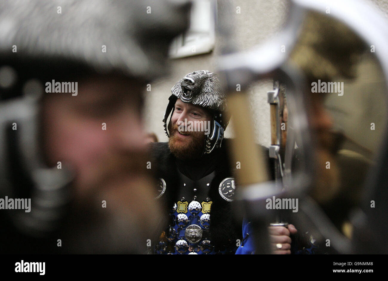 Liberal Democrat MSP Tavish Scott, a member of the Jarl Squad, marches ...