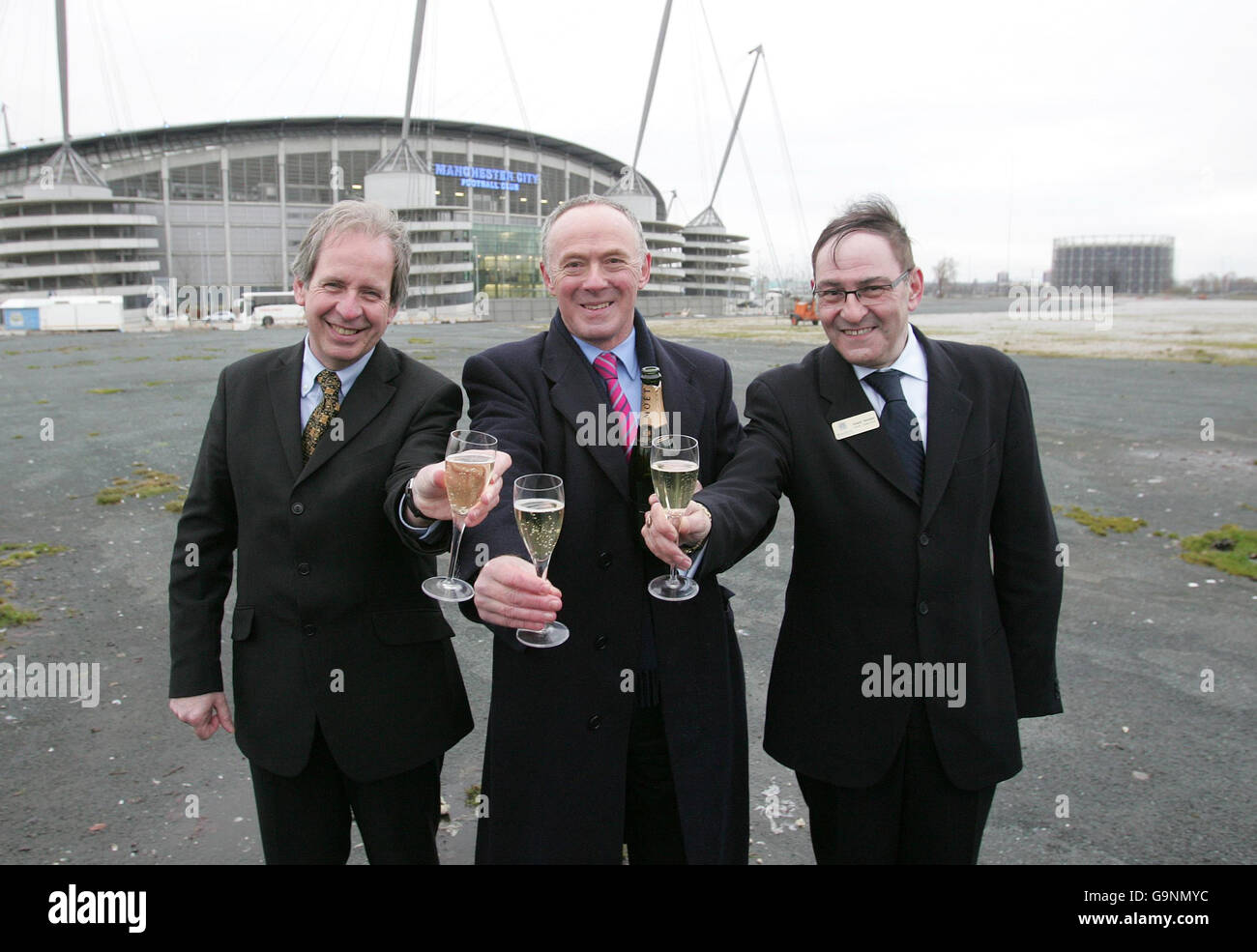 Richard Leese, centre, Leader of Manchester City Council celebrates ...