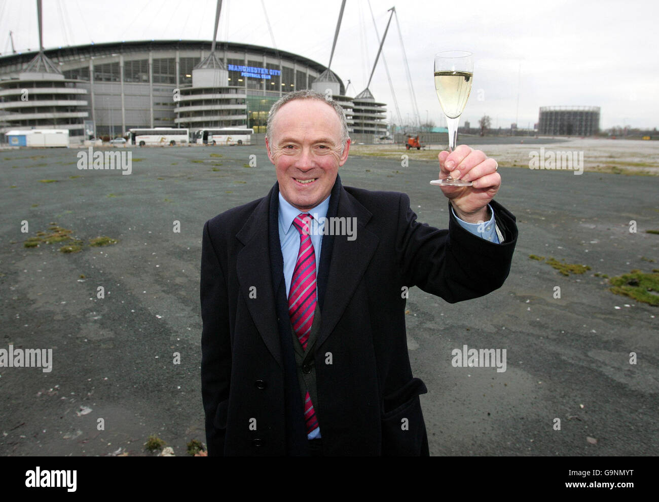 Richard Leese, Leader of Manchester City Council celebrates on the site ...