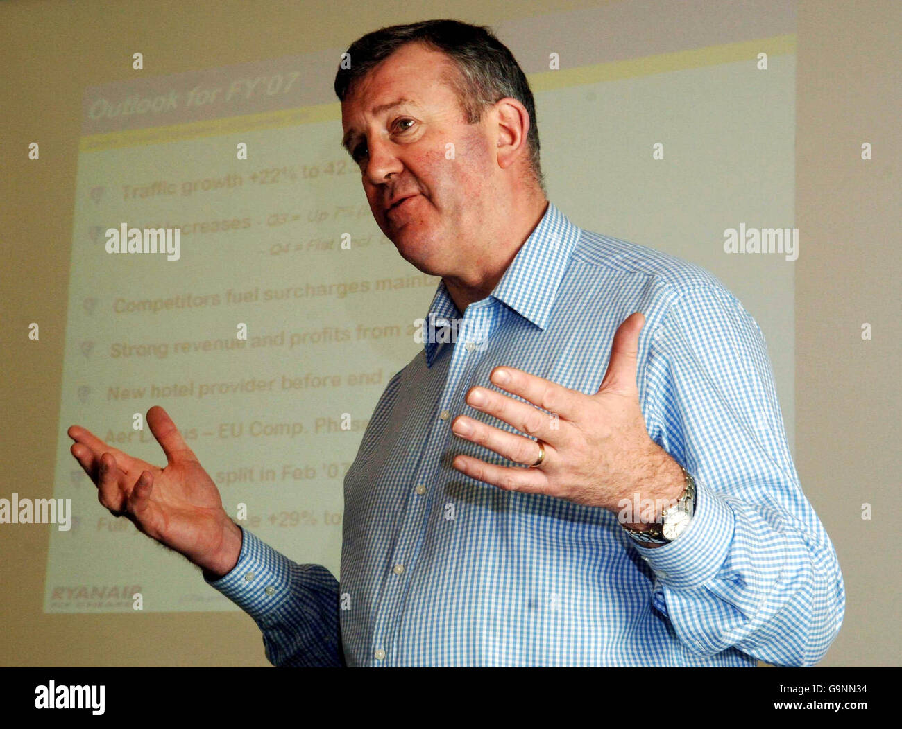 Ryanair's Deputy Chief Executive Michael Cawley announces the airline's ...