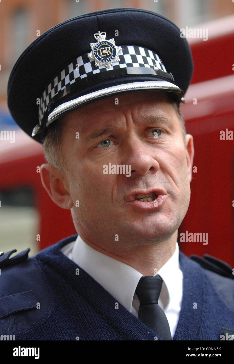 Chief Superintendent Ian Thomas outside 71 Victoria Street, London ...