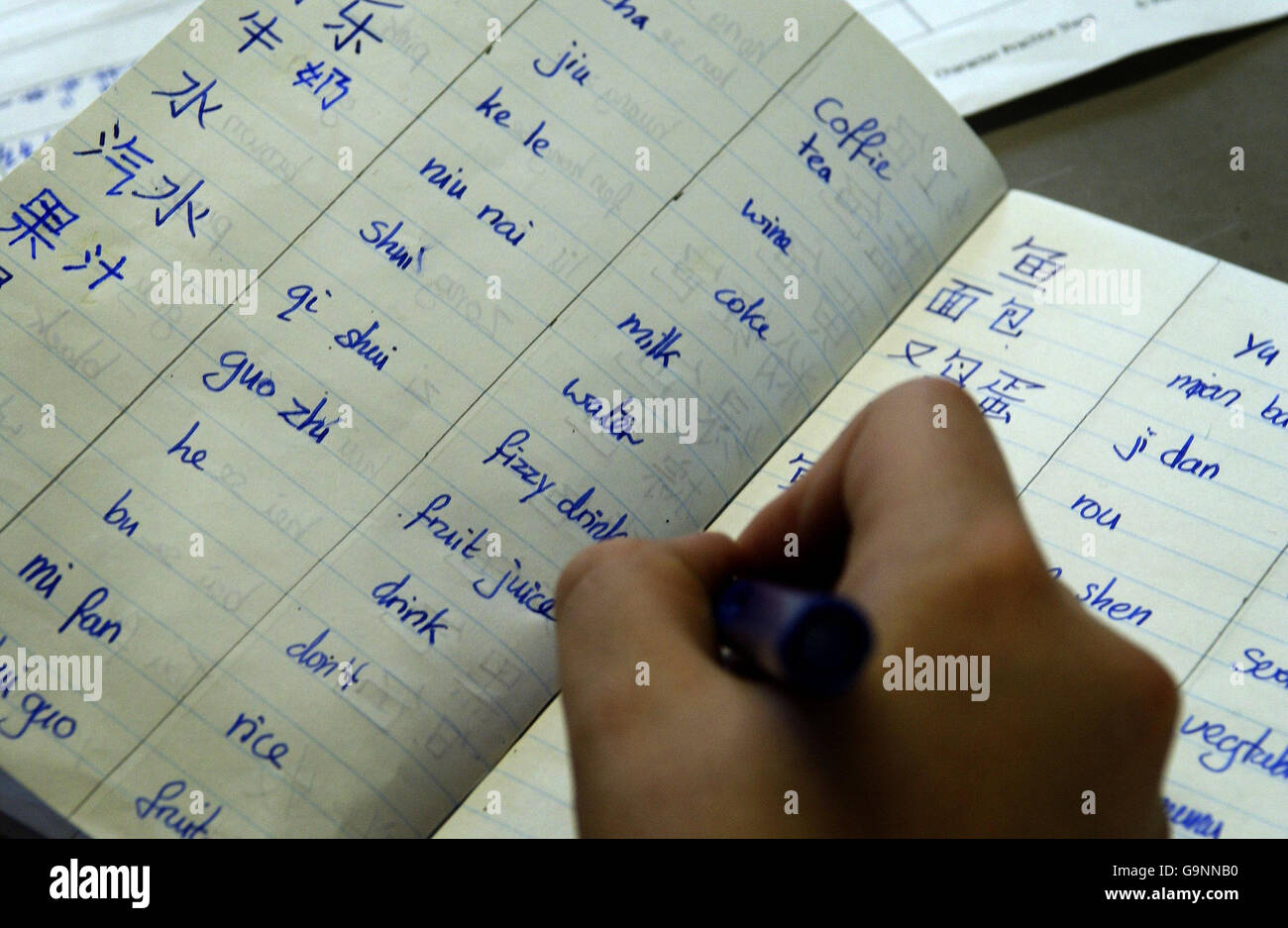 Mandarin classes. A year eight pupil takes part in a mandarin class at ...