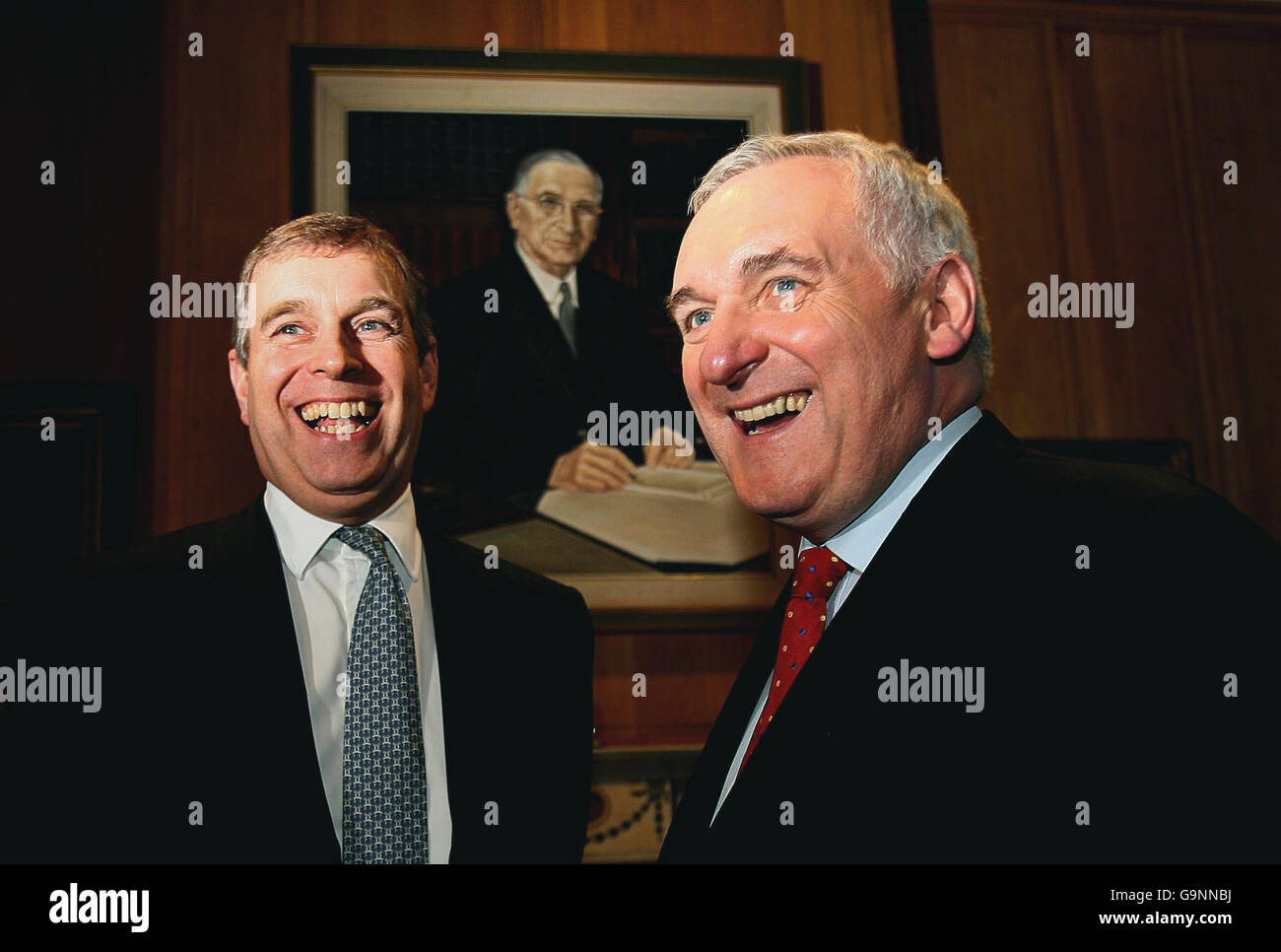 The Duke of York (left) shares a joke with Taoiseach Bertie Ahern in ...
