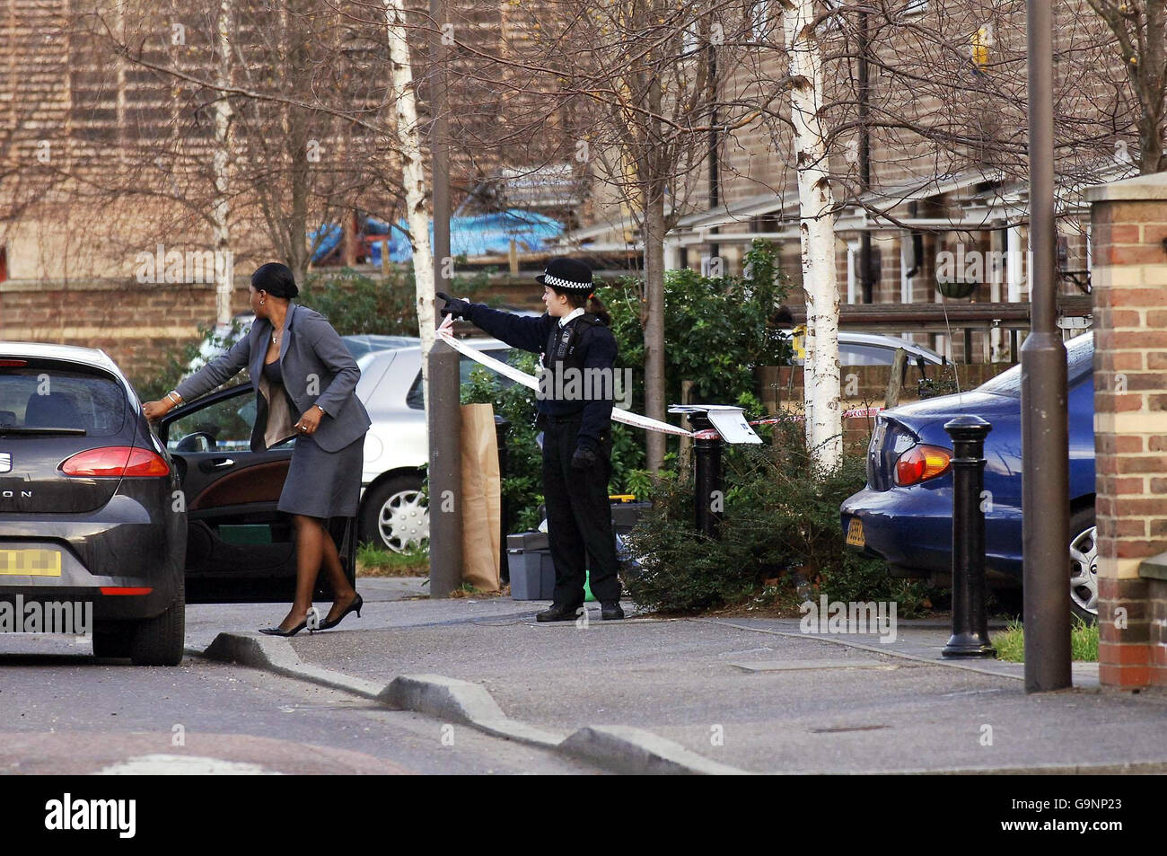 Policewoman outside the house on diamond street in peckham hi-res stock ...