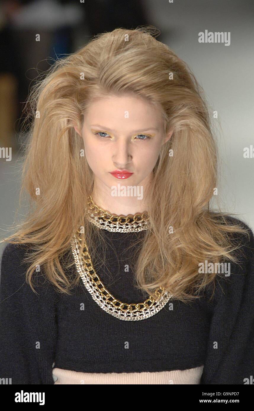 A model wears a creation by Danielle Scutt at Fashion East at Bluebird ...