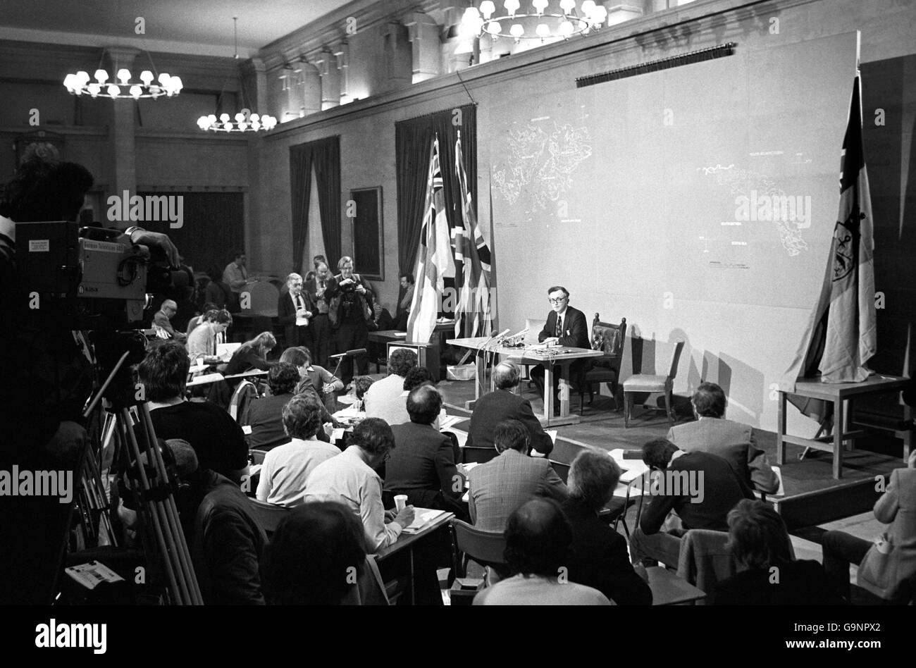 The scene at the Ministry of Defence in London as MoD spokesman Ian ...